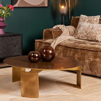 Pier Import Table basse ronde en m&eacute;tal dor&eacute; &Oslash;90 cm KANO