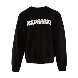 Dsquared2 Cool Fit Rundhals Schwarzer Baumwollpullover - - Sweatshirts & Hoodies - Herren - Schwarzk - XL