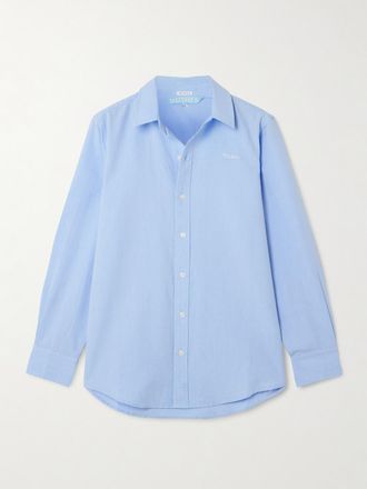 Mother The Bestie Embroidered Cotton Shirt - Blue