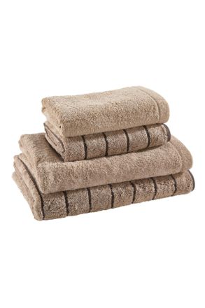 Caw&Ouml; Frottierset, Sand, Textil, 4-teilig, Streifen, Oeko-Tex Standard 100, saugf&auml;hig, Aufh&auml;ngeschlaufe, strapazierf&auml;hig, angenehm weich, hochwertige Qualit