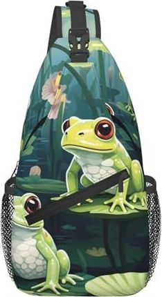 Generic Sacoche Homme Bandouliere Piscine d&eacute;t&eacute; Lotus Frog Multifonction Sacs &agrave; Bandouli&egrave;re Antivol Sling Sac &agrave; Dos pour Randonn&eacute;e Voyage Camping