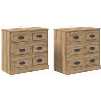 vidaXL Buffets avec tiroir 2 pcs Chêne artisanal 70 x 35,5 x 67,5 cm vidaXL