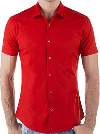 Red Bridge Chemise à Manches Courtes pour Hommes Slim Fit Rouge 3XL