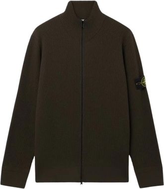 Stone Island Cardigan en laine vierge - Homme - Pulls - Brun - Taille: L