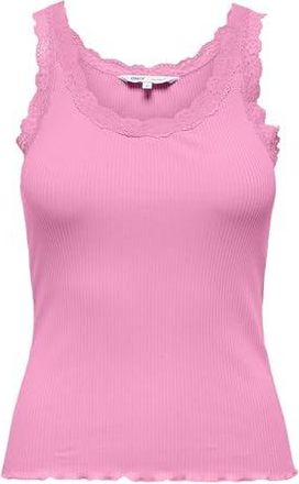 Only Onlsara Sharai Lace Tank Top JRS Noos Débardeur Basique sans Manches avec col en U et détails en Dentelle, Rose Begonia, XL Femmes