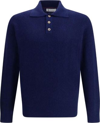 Brunello Cucinelli Poloshirt aus Kaschmir - Blau