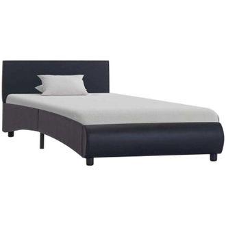 vidaXL Cadre de lit avec LED sans matelas noir similicuir 90x200 cm vidaXL