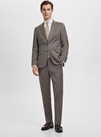 Mango Veste costume Venecia 100 % laine vierge marron moyen - Homme - 46 - MANGO MAN