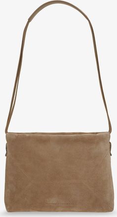 Brunello Cucinelli Suede shoulder bag with logo on the front - BRUNELLO CUCINELLI - gender_Woman