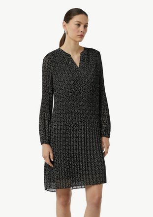 Comma Minikleid Kleid Plissiertes Chiffon-Kleid mit V-Ausschnitt