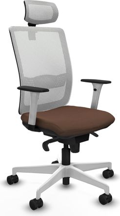 Piqueras y Crespo Haches Computerstuhl mit wei&szlig;en und schwarzen Armlehnen, h&ouml;henverstellbare Lendenwirbelst&uuml;tze und Kopfteil, h&ouml;henverstellbar und neigbar, Wei&szlig;/Dunkelb