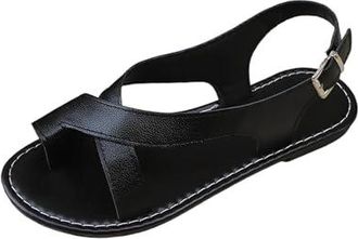 Generic Sandales plates l&eacute;g&egrave;res pour femme - Couleur unie - &Eacute;l&eacute;gantes - Respirantes - Polyvalentes - Confortables - D&eacute;contract&eacute;es - Sandales d&eacute;t&eacute; et de, Noir,