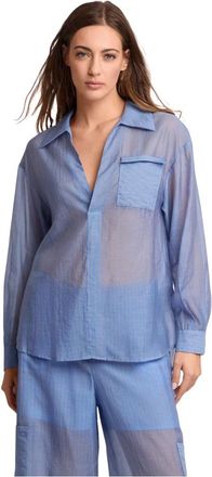 Kocca Femme, Blouses et Chemises, Bleu, Taille: 40 FR Blouse d&eacute;contract&eacute;e semi-transparente chic