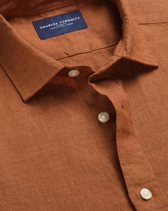 CHARLES TYRWHITT Reines Leinenhemd - Orange
