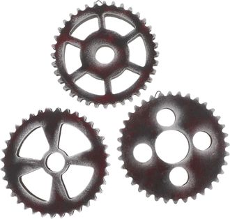 Yarnow Holzzahnrad Wanddeko 3 Stück Vintage Getriebe Holz Wanddekoration mit Sechseckigen Quadratischen und Runden Löchern Steampunk Wandkunst für Zuhause Ba