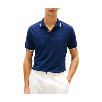Tommy Hilfiger Homme, Tops, Bleu, Taille: M Polo Piqu&eacute; Coupe R&eacute;guli&egrave;re &agrave; Bords Contrast&eacute;s