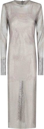 Alberta Ferretti Femme, Robes, Gris, Taille: 36 FR Crystal Midi Dress