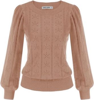 Grace Karin Pull pour femme - Col rond - Manches longues - Pour le quotidien - &Eacute;lastique - Pour lautomne et lhiver, Rouge abricot, XL