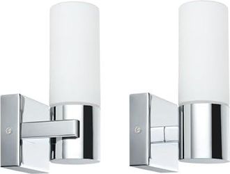 Paulmann 70354 Wandleuchten Gemini Wandstrahler IP44 ohne Leuchtmittel E14-Sockel max. 2x20W Flurlicht 2er Pack Chrom Satin Metall Glas
