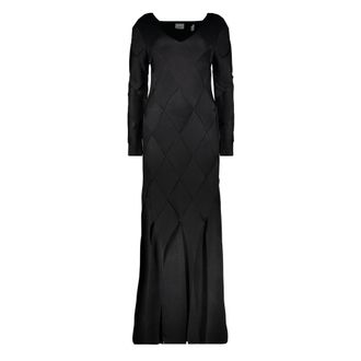 Burberry V-Ausschnitt Maxikleid mit Webmuster - - Dresses - Damen - Schwarzk - XS