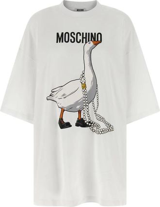 Moschino Femme, Robes, Blanc, Taille: 34 FR Goose Heavy Cotton Dress