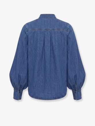 Zimmermann Womens Denim Shirt With Cut-Out Embroidery Blue Cotton