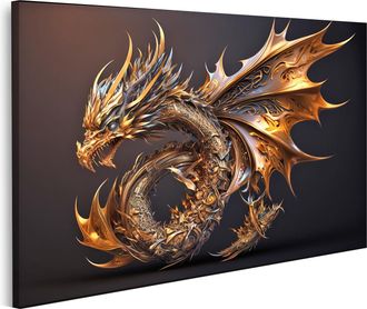 Islandburner Prime Bild auf Leinwand Drache Schön Glänzendes Metall Fabelwesen Bilder Wandbilder Poster