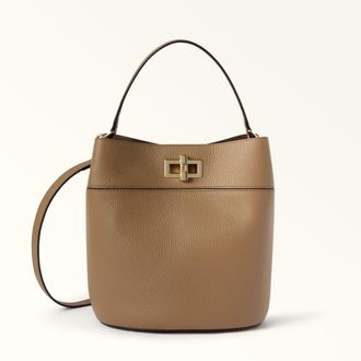 Furla Amelia Beuteltasche S Toffee Braun Genarbtes Kalbsleder Damen