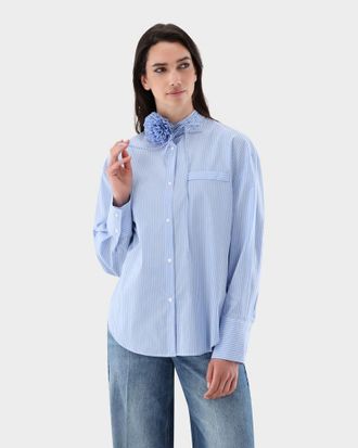 van Laack Stehkragenbluse mit Blumen-Akzent