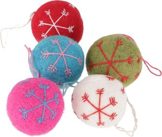 Guru Shop 5er Set Weihnachtsschmuck, Weihnachtskugeln aus Filz, Mehrfarbig, 5x5x5 cm