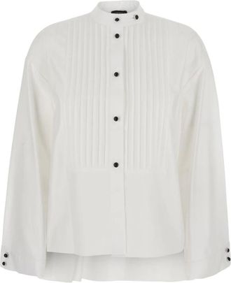 Emporio Armani Femme, Blouses et Chemises, Blanc, Taille: 36 FR Chemise Manches Longues en Coton