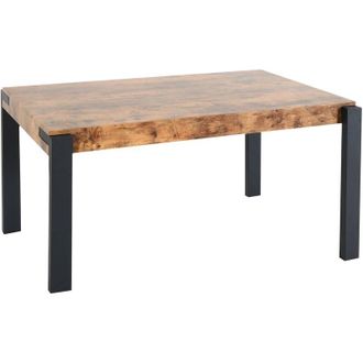 Hhg Neuwertig] Esstisch HHG 698, Tisch K&uuml;chentisch Esszimmertisch, Industrial Metall 140x80cm dunkle Wildeiche