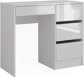 Vicco Schreibtisch Sherry, Arbeitstisch f&uuml;r das B&uuml;ro, Wei&szlig; Hochglanz, 90 x 40 cm mit Schubladen