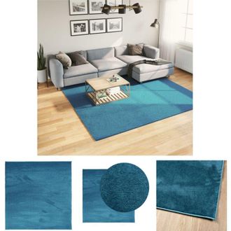vidaXL The Living Store Teppich OVIEDO Kurzflor T&uuml;rkis 240x240 cm - Teppiche