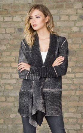 Passioni Cardigan in Taupe mit Acid-Wash-Look