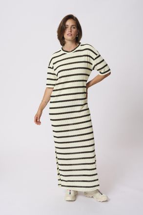 Kaffe Kleid Loose fit Turtledove / Black stripe black offwhite