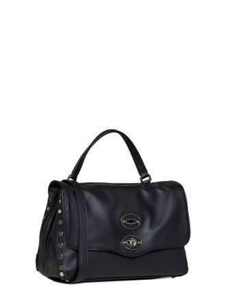 Zanellato Womens Handbag Postina Small Black Leather Bovine Handbags Hand Bags