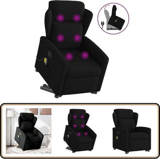 vidaXL Massagesessel mit Aufstehhilfe Schwarz Stoff - Vidaxl