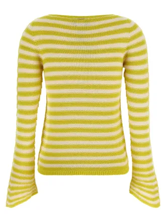 Twin-Set Striped Cotton Blend Sweater - Yellow
