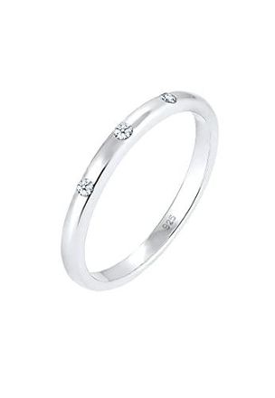 DIAMORE Elli DIAMONDS Bague Femme Anneau Ruban avec Diamant (0.045 ct) en Argent Sterling 925