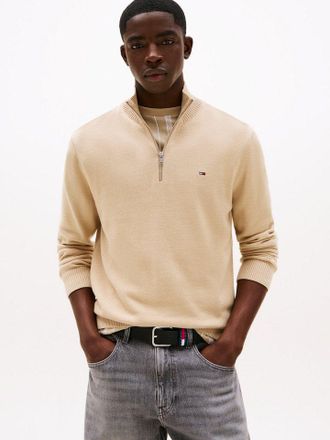 Tommy Jeans Strickpullover TJM SLM ESS LIGHT ¼ ZIP SWTR EXT Mit Rundhalsausschnitt