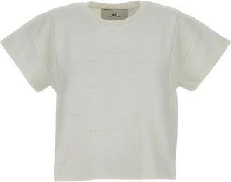 Elisabetta Franchi Femme, Tops, Blanc, Taille: 36 FR Top &agrave; Manches Courtes