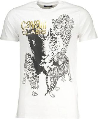 Cavalli Wei&szlig;es T-Shirt mit Tiermuster und Rundhalsausschnitt - - Tops - Herren - Wei&szlig; - XL