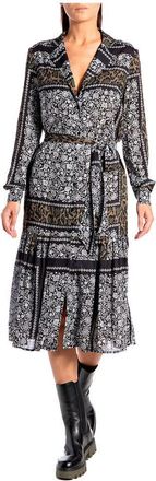 Replay Damen W9759 Kleid, 010 White/Black/Military Green, L