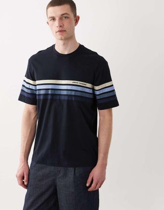A|X Armani Exchange Gestreiftes T-Shirt in Marineblau-Navy