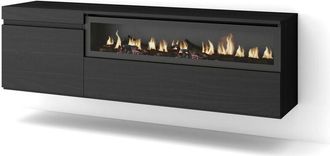 Skraut Home Skraut Home - TV-Schrank, Lowboard, f&uuml;r Wohnzimmer und Esszimmer, 150x45x35cm, F&uuml;r TV-Ger&auml;te bis zu 65, Elektrokamin. Ma&szlig;e, H&auml;ngend, Moderner Stil