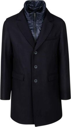 Herno Homme, Manteaux, Bleu, Taille: M Manteau en laine Melton &agrave; effet diagonal