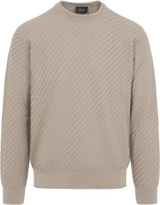 Brioni Homme, Pulls, Beige, Taille: XL Pull en Coton et Soie