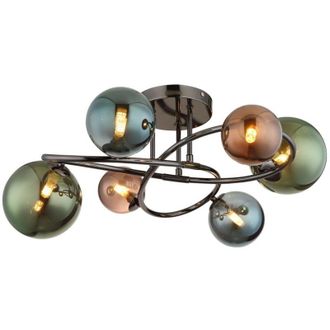 Globo Lighting Globo Lighting - Deckenleuchte Deckenlampe Wohnzimmerleuchte Glas Esszimmerleuchte, Metall grau, led 6x 3,5W 290Lm warmwei&szlig;, d 65 cm