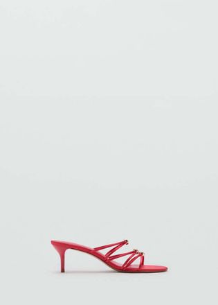 Mango Sandales &agrave; talon avec brides satin&eacute;es rouge - Femme - 38 - MANGO